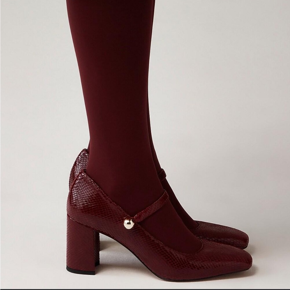 Jcrew Maisie Mary Jane Heels In Snake-Embossed Italia… - Gem